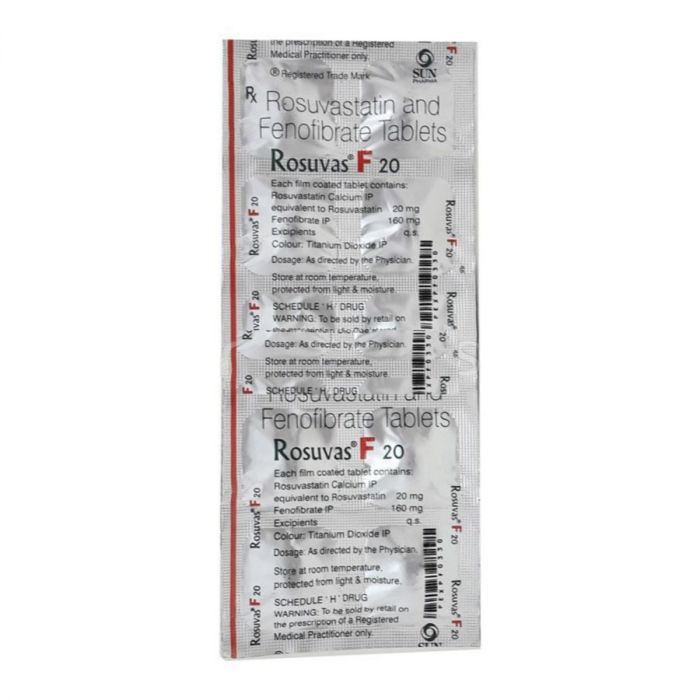 Rosuvas F 20 Tablet | Fenofibrate + Rosuvastatin | Tricor+Crestor